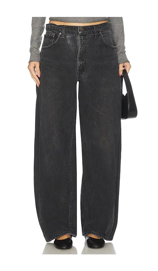 ALIGRACE Vintage Barrel Jeans - Black