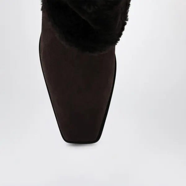 TOTEME Suede Ankle Boots With Shearling Lining - Green