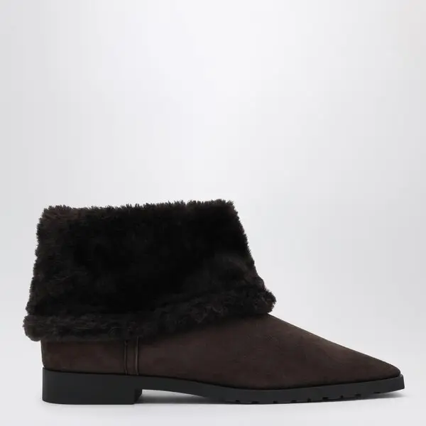 TOTEME Suede Ankle Boots With Shearling Lining - Green