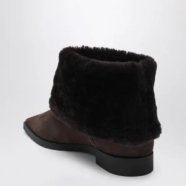 TOTEME Suede Ankle Boots With Shearling Lining - Green