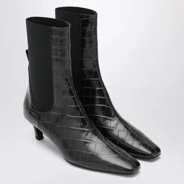 TOTEME Croc-embossed Leather Ankle Boots