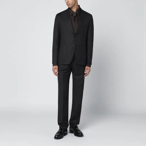 Tagliatore Striped Single-breasted Wool Suit - Brown