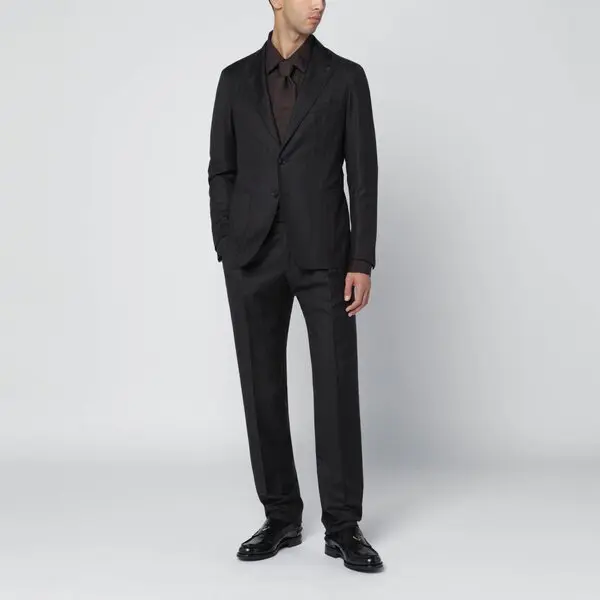 Tagliatore Striped Single-breasted Wool Suit - Brown