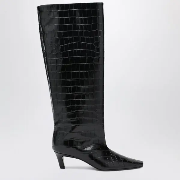 TOTEME Croc-embossed Leather Boots - Black