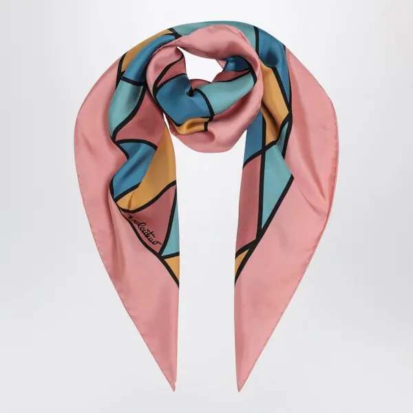 Valentino Garavani Silk Scarf With Colorful Diamond Pattern - Multicolor