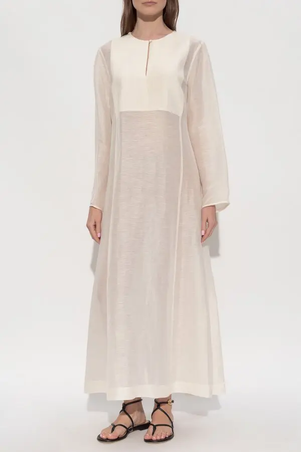 Tory Burch Loose-fit Linen-silk Dress - Cream