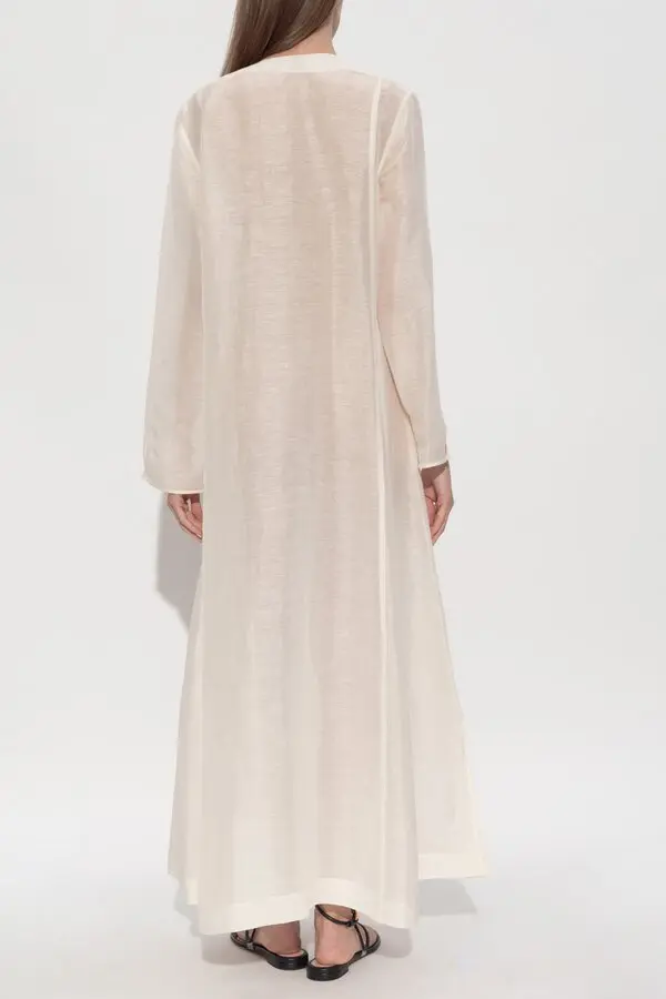Tory Burch Loose-fit Linen-silk Dress - Cream