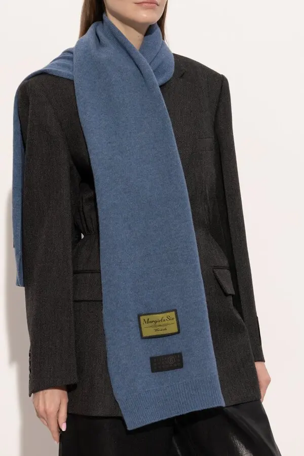 MAISON MARGIELA Scarf With Logo Patch - Blue