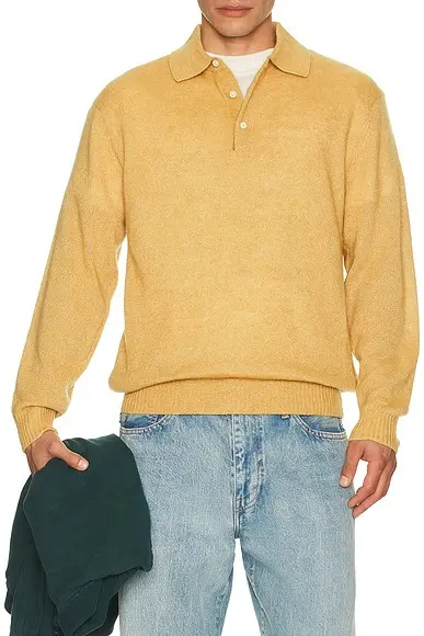 BEAMS Knit Polo 9g Wool Silk Shaggy Yarn