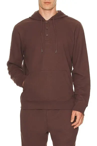Onia Waffle Half Button Hoodie - Java