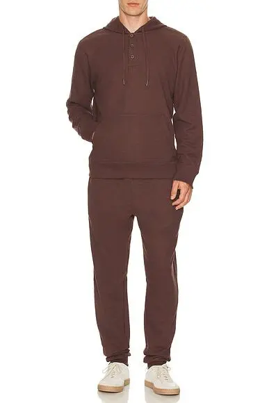 Onia Waffle Half Button Hoodie - Java