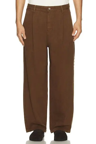 LE17SEPTEMBRE One Tuck Wide Denim Pant - Brown