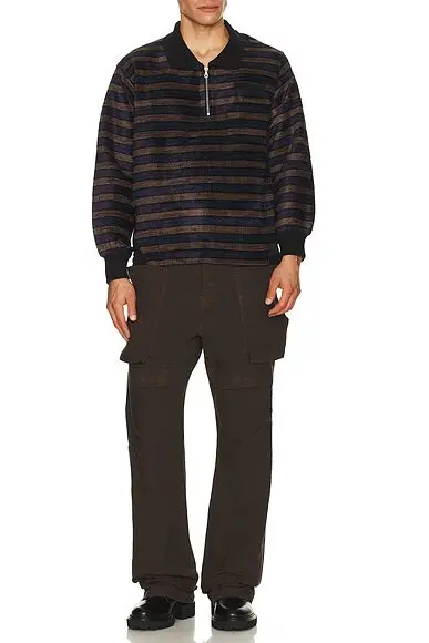 LE PERE Teddy Polo Jumper With Striped Pattern