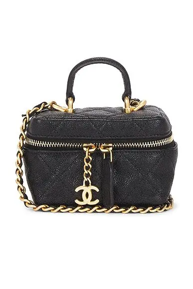 Chanel Caviar Mini Top Handle Vanity Case - Black
