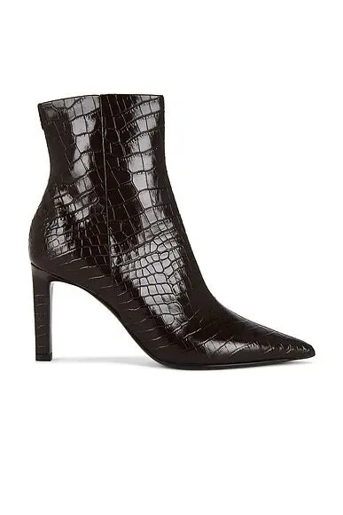 JIMMY CHOO Frankie 85 Croc Embossed Leather Pointed Toe Boots