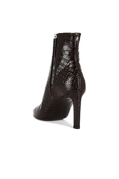JIMMY CHOO Frankie 85 Croc Embossed Leather Pointed Toe Boots