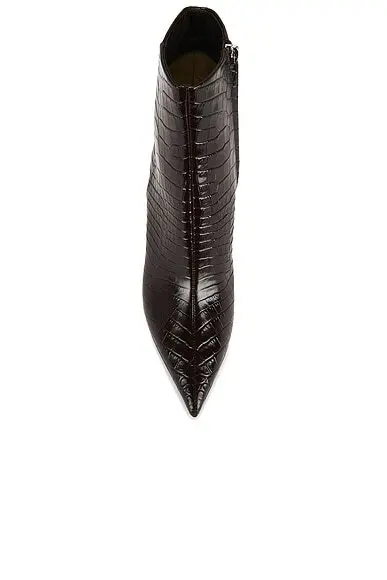 JIMMY CHOO Frankie 85 Croc Embossed Leather Pointed Toe Boots