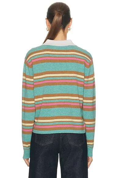 Guest In Residence Cropped Stripe Rugby Sweater - Glacier Combo