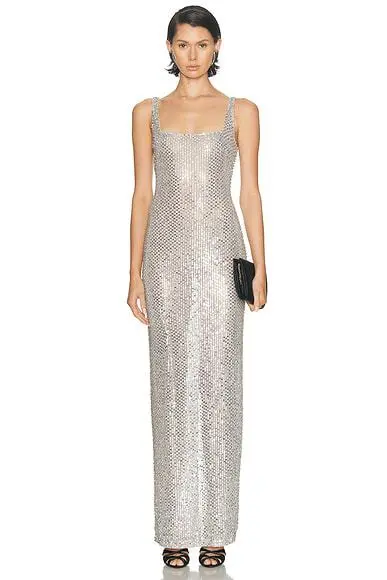 Retrofete Xiomara Embellished Maxi Dress - Grey
