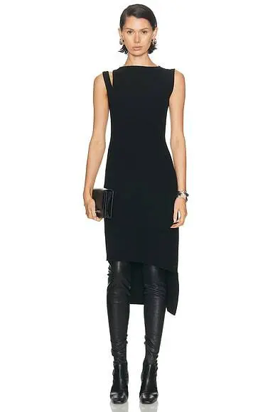COURREGES Oblique Square Rib Dress - Black