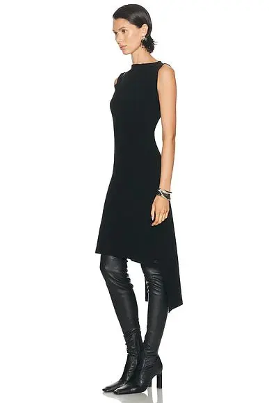 COURREGES Oblique Square Rib Dress - Black