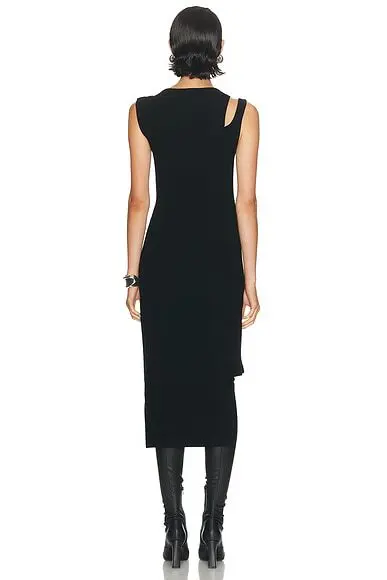 COURREGES Oblique Square Rib Dress - Black