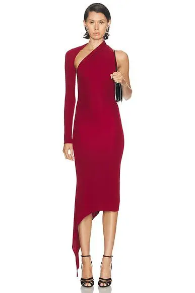 COURREGES One Shoulder Crepe Jersey Dress