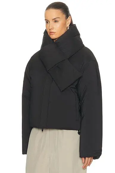 Alexander Wang Cropped Puffer Jacket With Detachable Scarf
