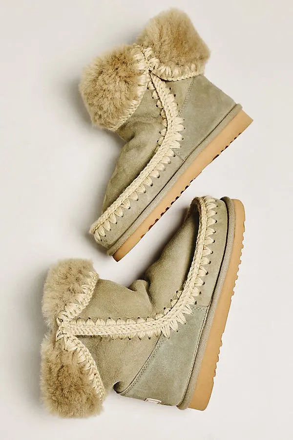 Mou Stitched Detail Sheepskin Boots - Laurel Oak