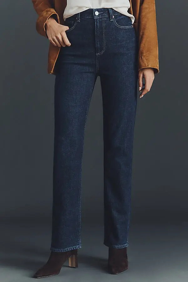 Paige Stevie High-rise Straight-leg Jeans - Dark Denim