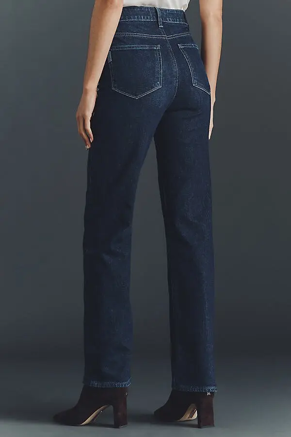 Paige Stevie High-rise Straight-leg Jeans - Dark Denim