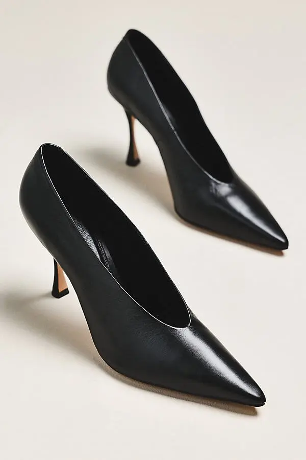 Anthropologie Pointed-toe Leather Pumps - Black