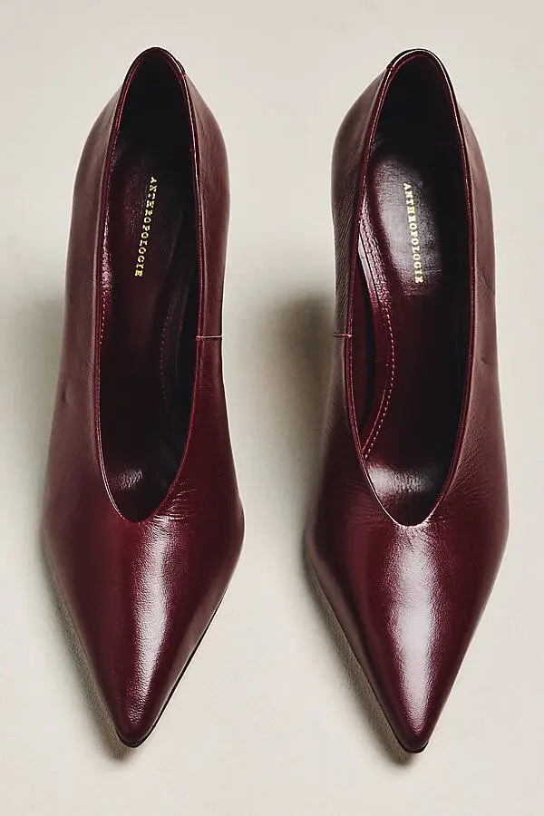 Anthropologie Classic Pointed-toe Pumps - Wine