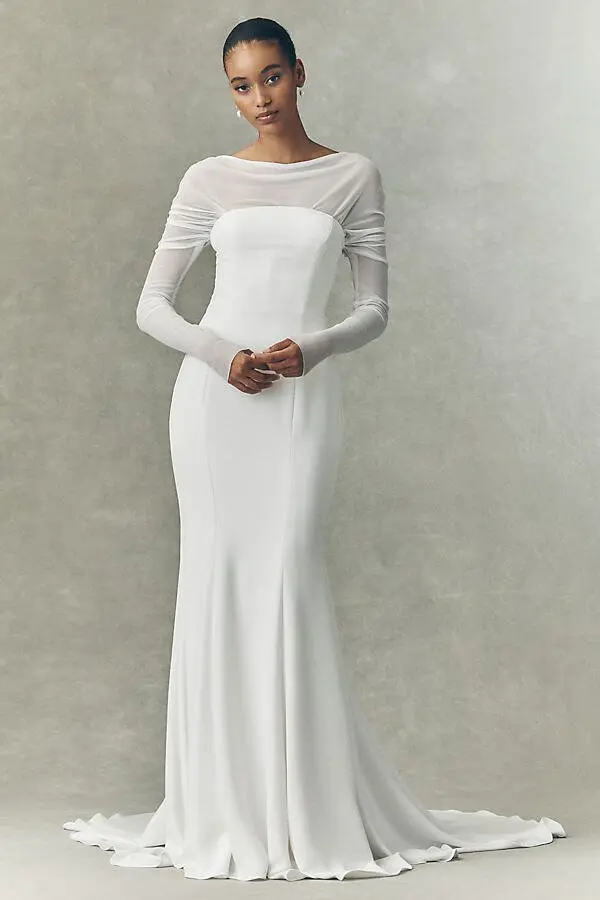Watters Apple Long-sleeve Gown