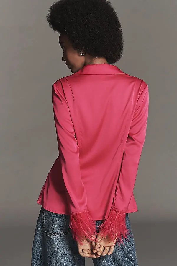 HUTCH Suzie Feather-trimmed Blouse