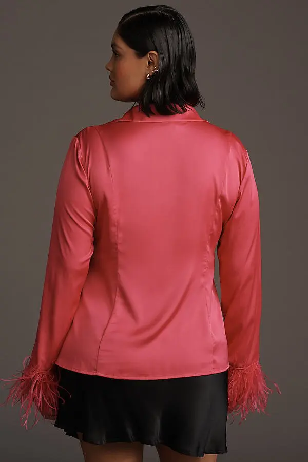 HUTCH Suzie Feather-trimmed Blouse