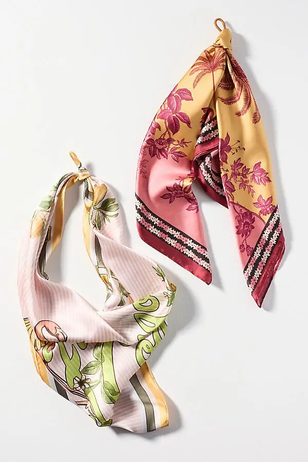 CELANDINE Hair Scarves, Set Of 2 - Flamingo Coast