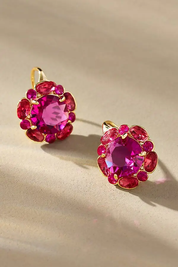 Anthropologie Floral Drop Earrings - Pink