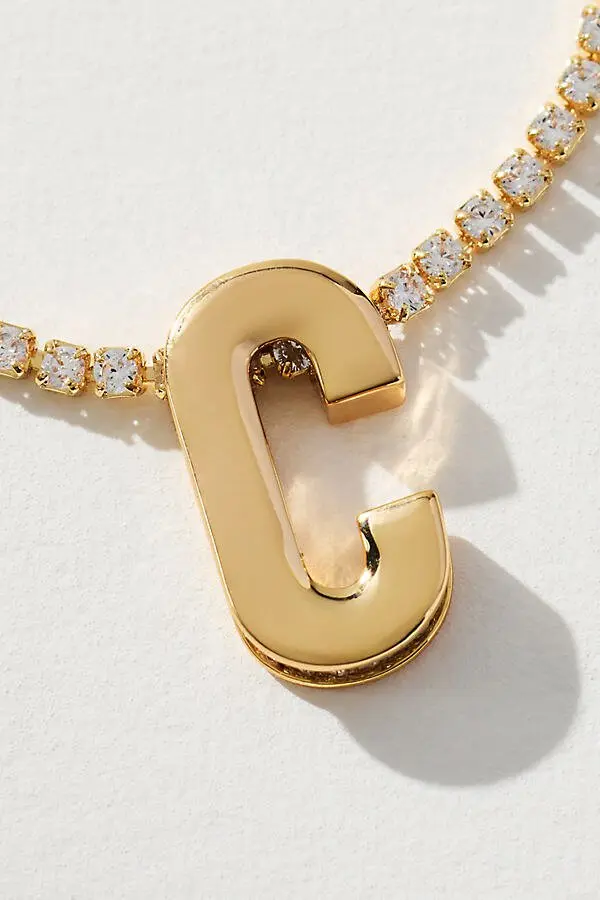 Anthropologie Large Crystal Monogram Necklace - C