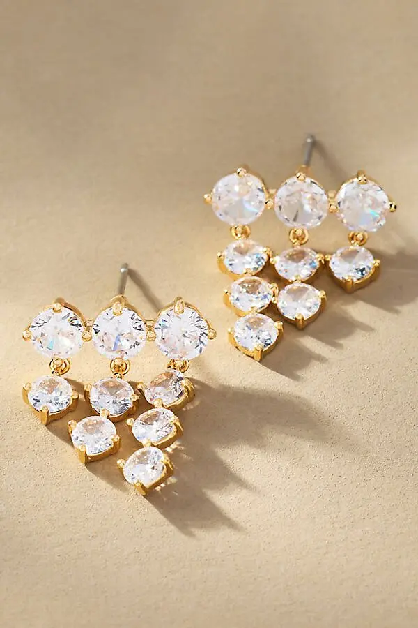 Anthropologie Multi Crystal Drop Earrings - Clear