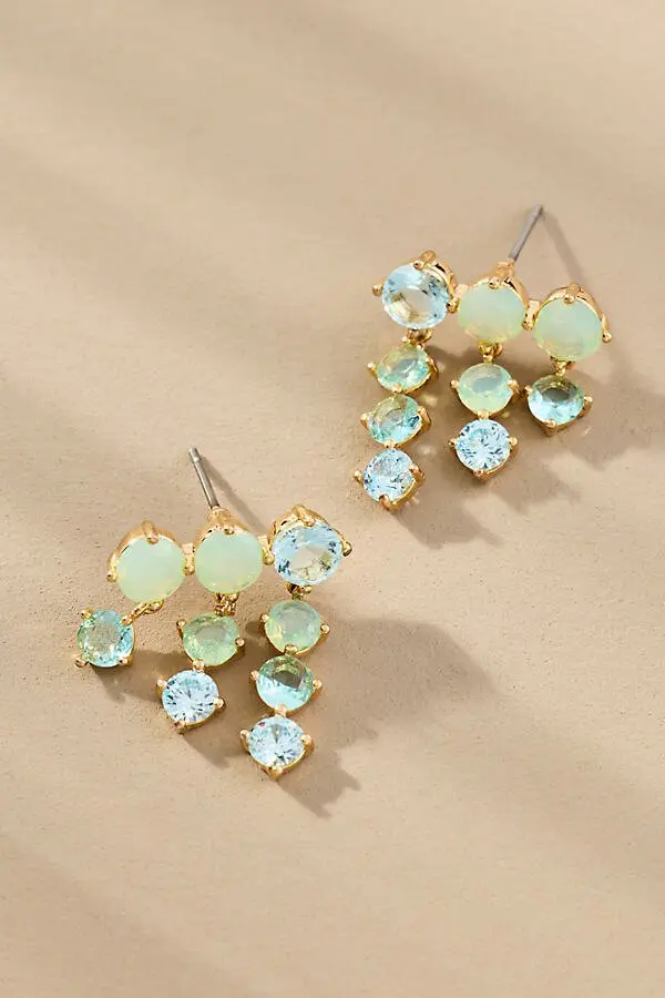 Anthropologie Multi Crystal Drop Earrings - Light Blue
