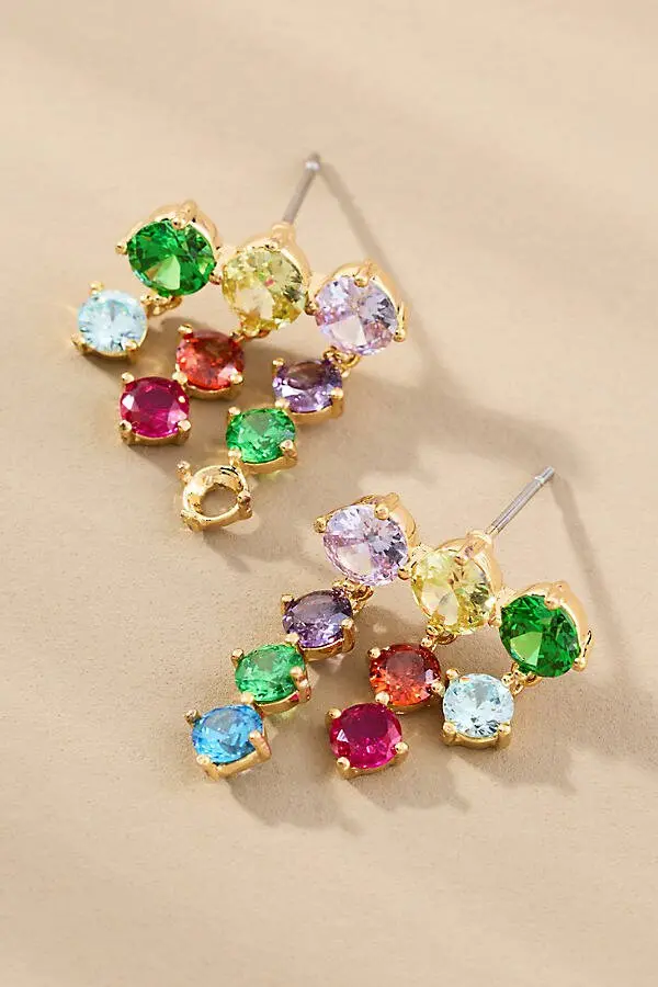 Anthropologie Multi Crystal Drop Earrings - Rainbow