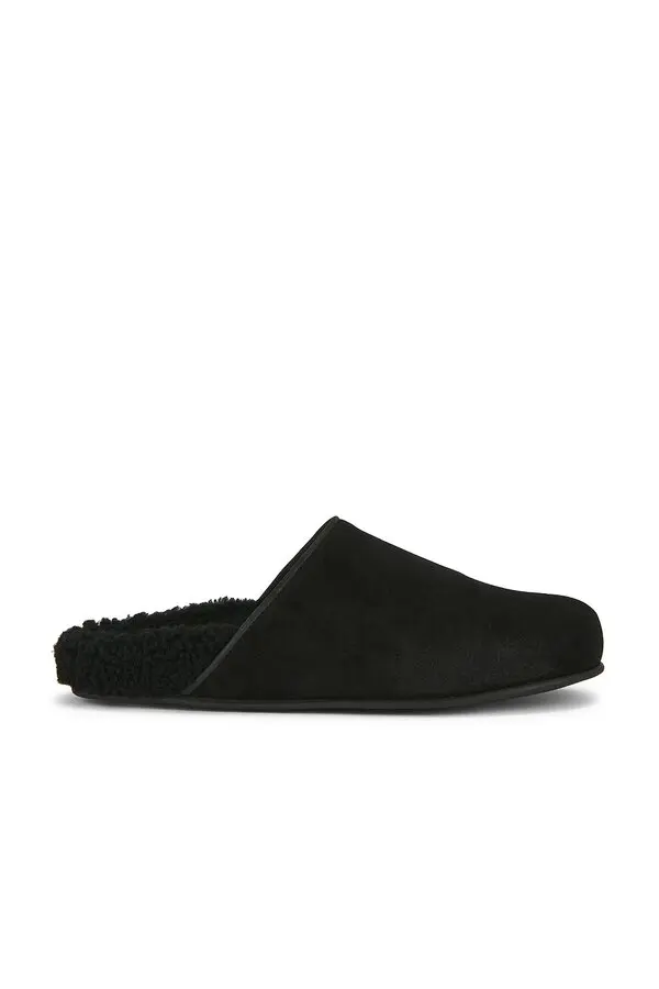 Jenni Kayne Shearling Lined Suede Clogs - Black