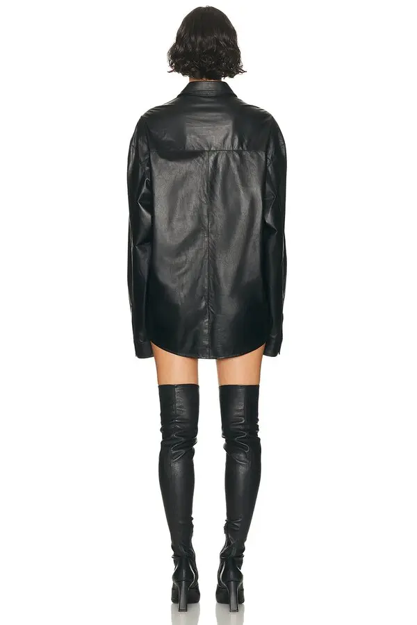 EZR Oversize Long Sleeve Leather Dress With Pockets