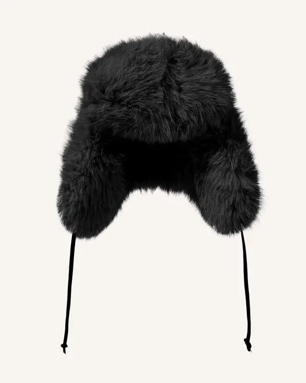 Perfect Moment Faux Fur Trapper Hat - Black