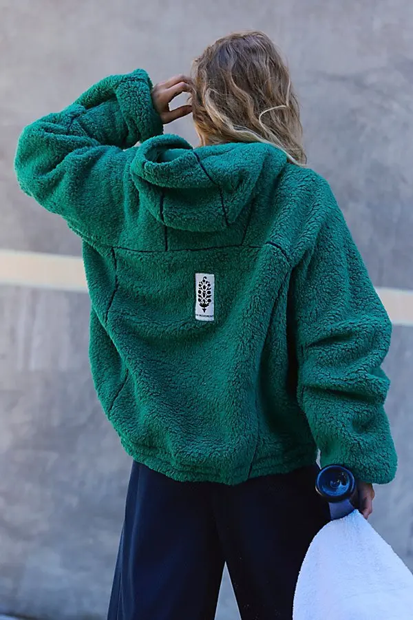 Free People Free Flow Fleece Hoodie - Green Glow