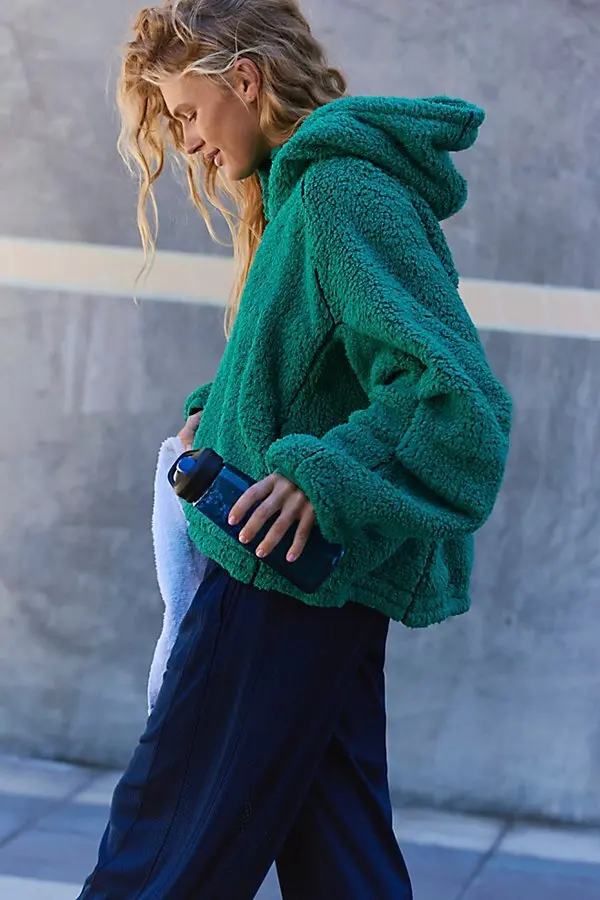 Free People Free Flow Fleece Hoodie - Green Glow