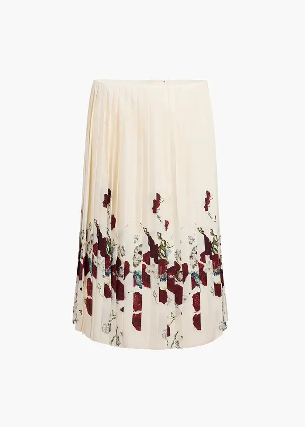 Khaite Anya Floral Printed Midi Skirt - Cream Multi