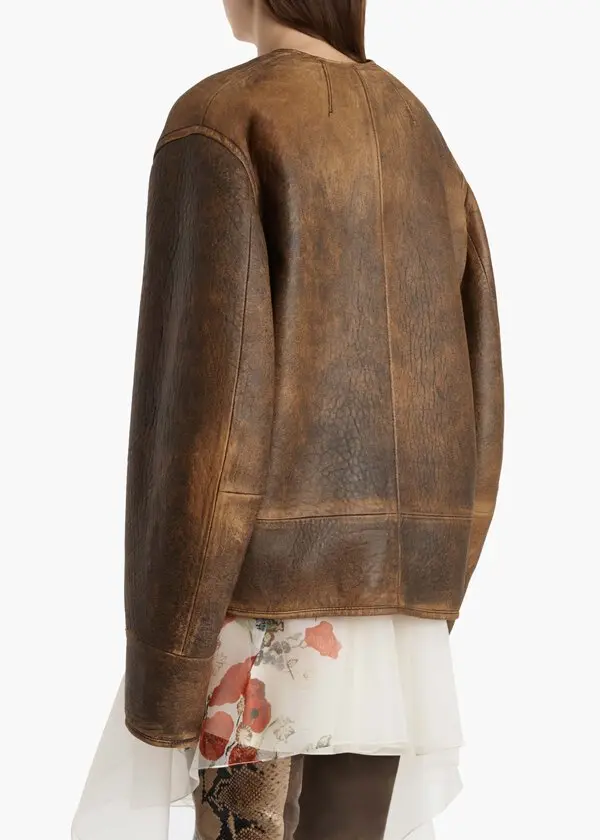 Khaite Ruban Distressed Leather Jacket