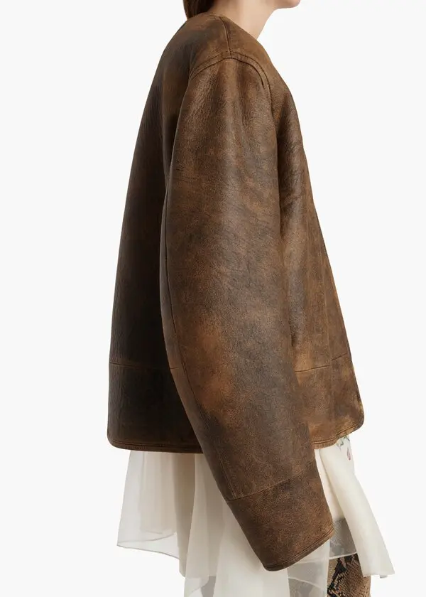 Khaite Ruban Distressed Leather Jacket